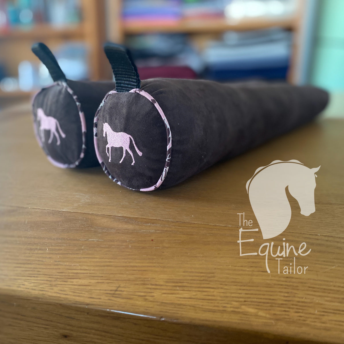 Boot trees/ Boot shapers -Chocolate faux suede with pink/chocolate pip ...