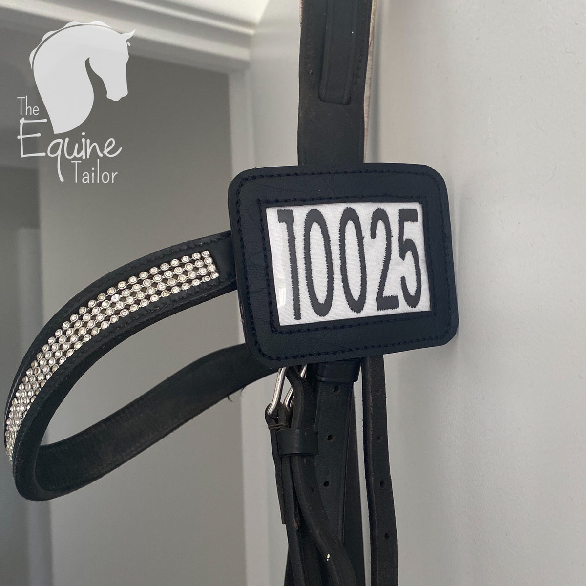 Embroidered Bridle numbers with vinyl faux leather texture border for ...