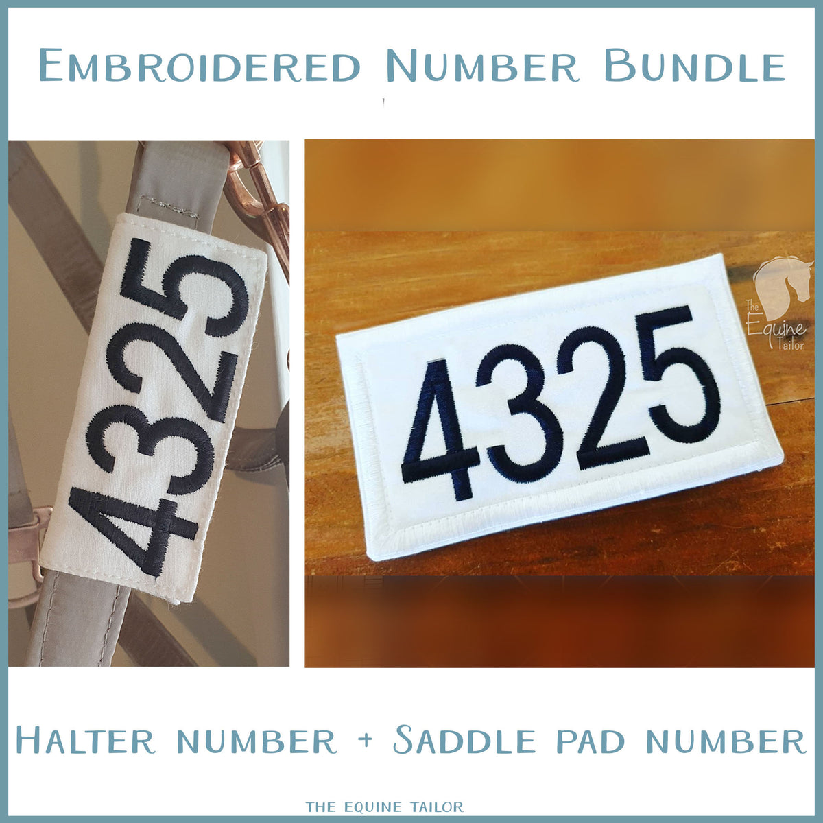 Embroidered Bridle numbers Bundle - Halter numbers and Saddle pad numb ...