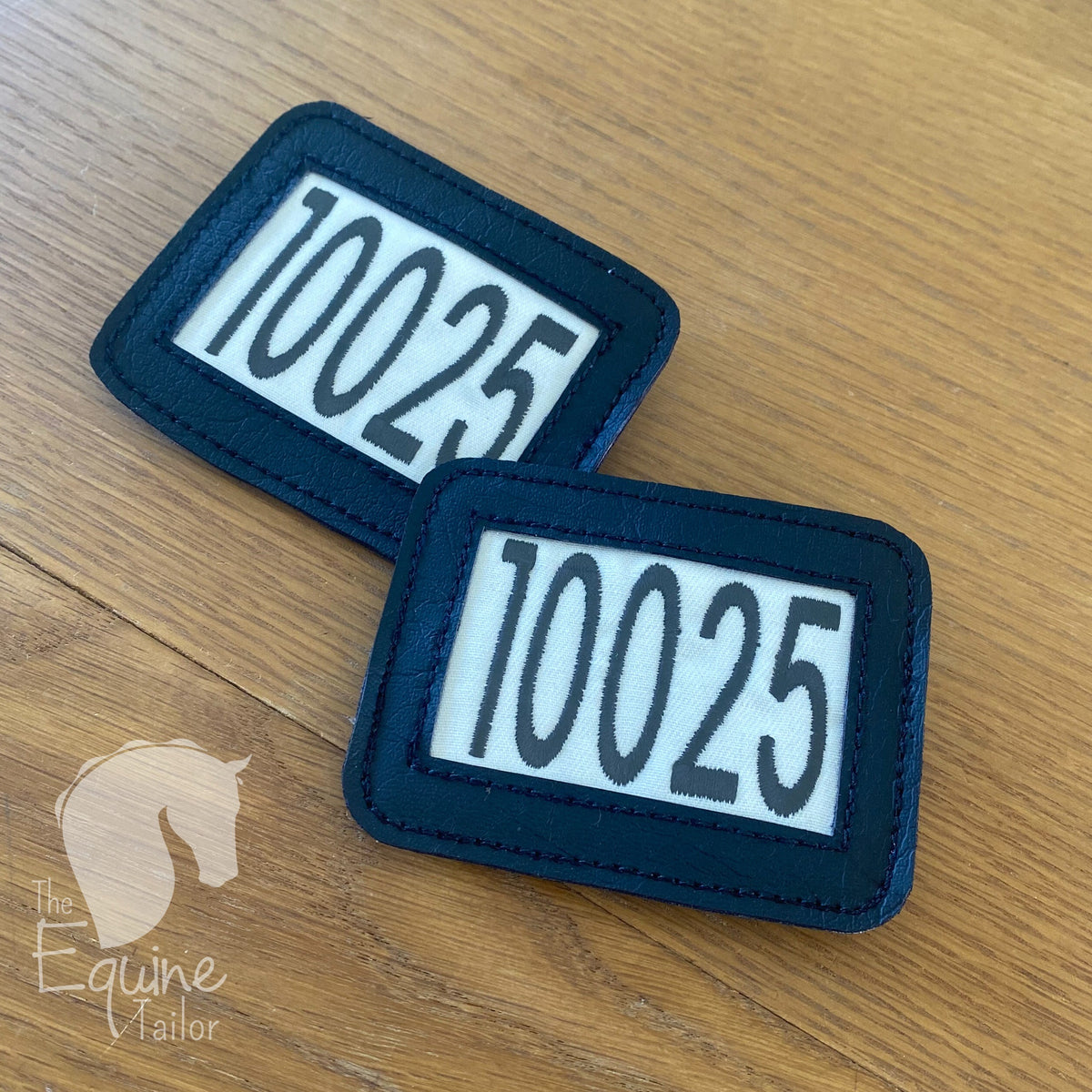 Embroidered Bridle numbers with vinyl faux leather texture border for ...